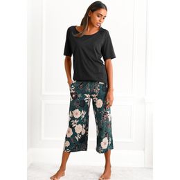 s.Oliver Damen s.Oliver Capri-Pyjama Set, 2 tlg. mit gebl&uuml;mter 3/4-Culotte bunt 40/42