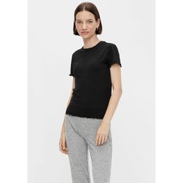 Pieces Damen Pieces Kurzarmshirt &raquo;PCNICCA SS O-NECK TOP KAC BFD&laquo; Viskosemischung, slim fit schwarz XS (34)