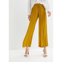 bonprix Damen bonprix Schlupfhose aus Viskose, mit Bindeband, lockere Passform, mit Crinkle-Struktur gelb 50, K-Gr