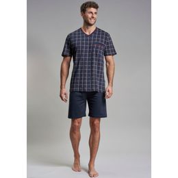 G&ouml;tzburg G&ouml;tzburg Herren G&Ouml;TZBURG Shorty &raquo;Bronx&laquo; 2 tlg. Kurzarm, V-Ausschnitt, kurze Hose, Baumwolle, mit Muster blau 48S