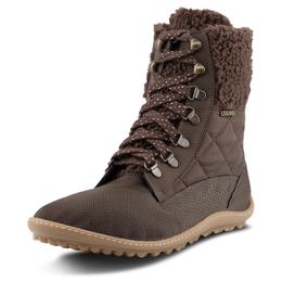 Leguano Damen Barfu&szlig;schuh &raquo;NICEBARE&laquo; , Schn&uuml;rschuh, Winterboots mit Fellimitat am Schaftrand braun 37