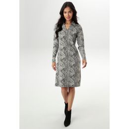 Aniston Selected Damen Aniston SELECTED Jerseykleid mit trendiger Jaquardmusterung schwarz-wei&szlig; 46, N-Gr
