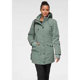 Kangaroos Damen Kangaroos Langjacke mit Kapuze f&uuml;r den &Uuml;bergang, aus leichtem Webmaterial, modisch gr&uuml;n 44