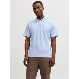 Jack & Jones Jack & Jones Herren Poloshirt &raquo;JPRBLAETHAN SS ZIP POLO SN&laquo; Materialmix, regular fit blau M