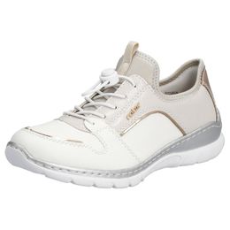 Rieker Damen Slip-On Sneaker Slipper, Schlupfschuh, Freizeitschuh mit Gummizug und Elastikeinstieg beige 38
