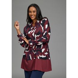 Laura Scott Curve Damen Laura Scott CURVE Longbluse &raquo;Gro&szlig;e Gr&ouml;&szlig;en&laquo; Langarm, aus Viskose, figurumspielende Passform rot 42
