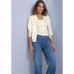Street One Damen Street One Sweatjacke 3/4-Arm-Blouson mit Zipper und Struktur wei&szlig; 34