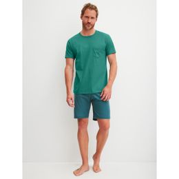 Calida Damen Calida Shorty &raquo;Relax Imprint 2&laquo; 2 kurzarm, Rundhals, Brusttasche gr&uuml;n M (50)