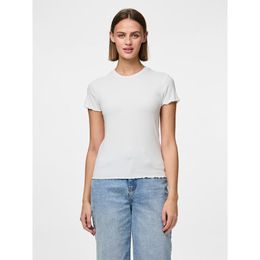 Pieces Damen Pieces Kurzarmshirt &raquo;PCNICCA SS O-NECK TOP KAC BFD&laquo; Viskosemischung, slim fit wei&szlig; L