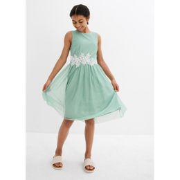 bonprix Kinder bonprix Midikleid festlicher Stil, aus Polyester, Regular Fit gr&uuml;n 170, N-Gr