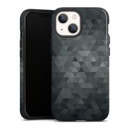 DeinDesign iPhone 13 Mini Handy Panzer Handyh&uuml;lle robuste Outdoor H&uuml;lle Schutzh&uuml;lle gl&auml;nzend Muster Black Triangle Tough Case