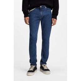 Hugo Herren Hugo Slim-fit-Jeans enger Beinverlauf, mittlere Bundh&ouml;he, stone washed blau 34, L&auml;nge 32