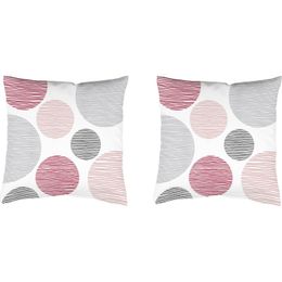 Home Wohnideen Dekokissen &raquo;BORDEN&laquo; Kissenh&uuml;lle mit F&uuml;llung, 2 St&uuml;ck rosa Polyester B/L: 50cm x 50cm, 2 Stk.