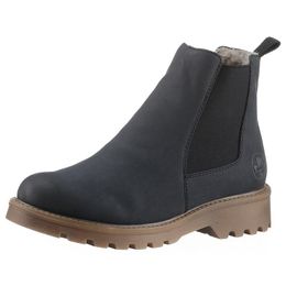 Rieker Damen Chelseaboots Schlupfboots, Stiefelette, Blockabsatz, mit kuscheligem Warmfutter blau 42