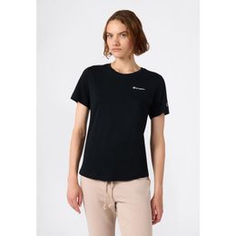 Champion Damen T-Shirt mit Rundhalsausschnitt, Kurzarm, sportlicher Stil, aus Baumwolle schwarz L (42/44)