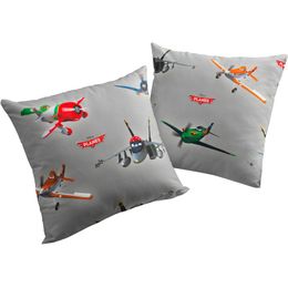 WIRTH Dekokissen &raquo;Planes Lima&laquo; Disney, Kissenh&uuml;lle ohne F&uuml;llung, 2 St&uuml;ck grau Polyester B/L: 50cm x 50cm, 2 Stk.