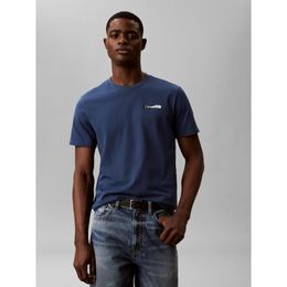 Calvin Klein Herren T-Shirt reine Baumwolle, Regular Fit, Brust- und R&uuml;ckendruck blau XXL