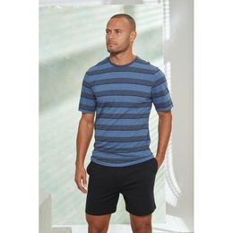 H.I.S. H.I.S Herren Pyjama 1 St&uuml;ck, 2 tlg. Schlafanzug mit aufwendig gestreiftem Oberteil blau 60/62 (XXL)