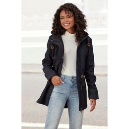 Vivance Active By Lascana Damen Vivance Active by Lascana Softshelljacke mit Kapuze mit Kordelzug an der Taille schwarz 34