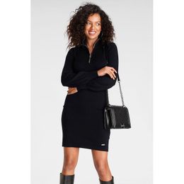Laura Scott Damen Strickkleid mit Troyer Kragen in Mini Form schwarz 42, N-Gr