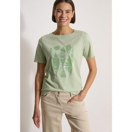 Cecil Damen Kurzarmshirt Sommershirt mit Print gr&uuml;n M (40)