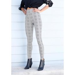 Buffalo Damen Leggings im Glencheck-Design, elastisch, modisch schwarz-wei&szlig; 36/38, N-Gr