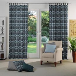 WIRTH Vorhang &raquo;Benewitz&laquo; Schlaufen 1 Stk. tlg. blau Jacquard, Baumwolle, Polyester 125cm, Schlaufen, 65cm