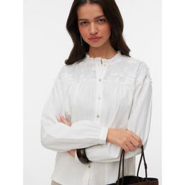 V&eacute;ro Moda Vero Moda Damen Langarmbluse &raquo;VMTUESDAY L/S DETAIL TOP WVN&laquo; Baumwolle wei&szlig; L