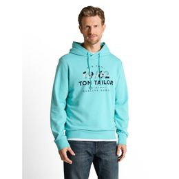Tom Tailor Herren Tom Tailor Kapuzensweatshirt, mit Frontprint blau XL