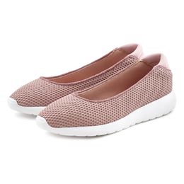Lascana M&auml;dchen Lascana Ballerina &raquo;Freizeitschuh, Slipper, Halbschuh, Slip-On-Sneaker,&laquo; zum Reinschl&uuml;pfen, leichte Mesh-Optik VEGAN rosa 40