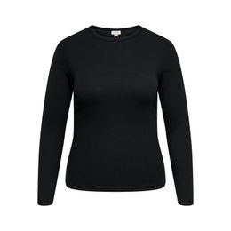 Only Carmakoma Damen Only CARMAKOMA Langarmshirt &raquo;CARVAL L/S O-NECK TOP JRS NOOS&laquo; Baumwollmischung, regular fit schwarz M