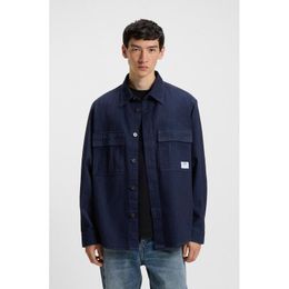 Hugo Herren Hugo Langarmhemd &raquo;Ebargo&laquo; Kentkragen, oversize fit, Denim-Optik L (41/42), N-Gr