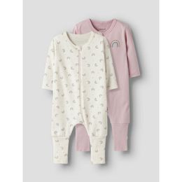 name it Jungen Schlafanzug &raquo;NBFNIGHTSUIT 2P ZIP FF JET RAINBOW NOOS&laquo; Packung, 2 tlg. aus Baumwolle, regular fit, pflegeleichtes Jersey-Material lila 