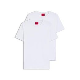 Hugo Herren Hugo T-Shirt &raquo;Hugo-Round&laquo; Packung, 2er, Rundhalsausschnitt, Slim-Fit, Hugo Logo-Druck wei&szlig; L