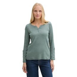 Tom Tailor Damen Tom Tailor Henleyshirt mit Turn-Up-Arm gr&uuml;n XS (34)