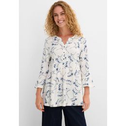 bonprix Damen bonprix Druckbluse ausgestellte Passform, 3/4-&Auml;rmel, f&uuml;r Fr&uuml;hling und Sommer wei&szlig; 48/50 (XL)