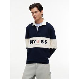 Tommy Jeans Herren Langarm-Poloshirt &raquo;RELAX PANEL RUGBY&laquo; Relaxed fit mit Polokragen blau M