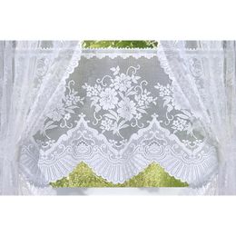 Weckbrodt-Gardinen Scheibengardine &raquo;Siena&laquo; Stangendurchzug 1 Stk. tlg. Bistro, Jacquard, floral, halbtransparent, Bord&uuml;re, Gardine, Store wei&szlig; Jacquard, Polyester 80cm, 