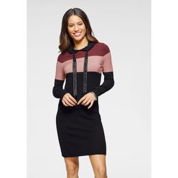 Laura Scott Damen Strickkleid im Streifendesign mit dezent glitzernden B&auml;ndern bunt 38, N-Gr