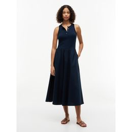 Tommy Hilfiger Damen A-Linien-Kleid &raquo;GOLD BUTTON POPLIN MIX DRESS&laquo; Ohne Tasche Baumwollmischung, mit goldfarbenen Kn&ouml;pfen XS (34), N-Gr