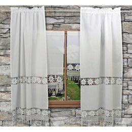 HOSSNER - ART OF HOME DECO Gardine &raquo;Zugspitze&laquo; Stangendurchzug 1 Stk. tlg. H&auml;kelspitze - ECHTE HANDARBEIT wei&szlig; Baumwolle 180cm, Stangendurchzug, 90cm