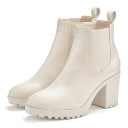Vivance Damen Chelseaboots mit Blockabsatz & Stretch-Einsatz, High-Heel-Stiefelette, Ankle Boots beige 40