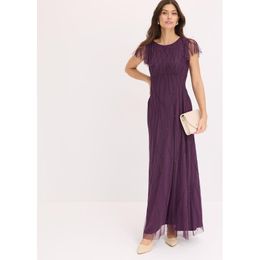 bonprix Damen bonprix Maxikleid f&uuml;r Abiball, Festtage und Hochzeiten, aus T&uuml;ll, mit Perlenstickerei lila 34, N-Gr