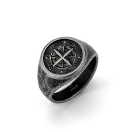 Fynch-Hatton Herren Fynch-Hatton Fingerring &raquo;Schmuck Geschenk Edelstahl Ring The Antique Explorer Kompass&laquo; braun 64, Edelstahl, 5mm