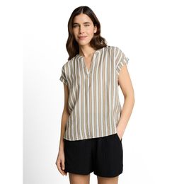 Tom Tailor Damen Tom Tailor Kurzarmbluse Sommerbluse mit floralem Muster beige 46