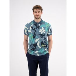 Lerros Herren Lerros Poloshirt mit All-Over Print blau S