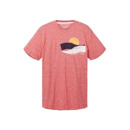 TOM TAILOR Shirt male size L Navy / yellow gold / Carmine red / White