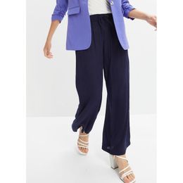 bonprix Damen bonprix Marlene-Hose &raquo;Marlenehose aus flie&szlig;ender Viskose&laquo; aus Viskose, lockere Passform, mit Bindeband, l&auml;ssiger Stil blau 38, N-Gr