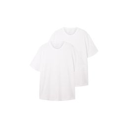 Tom Tailor Plus Herren Tom Tailor PLUS T-Shirt 2 tlg. 2er Pack unifarben wei&szlig; 5XL