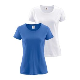 Fruit of the Loom Damen Fruit of the Loom Rundhalsshirt &raquo;Lady Fit Premium&laquo; Packung, 2er-Pack, 2 Stk. blau L (40)